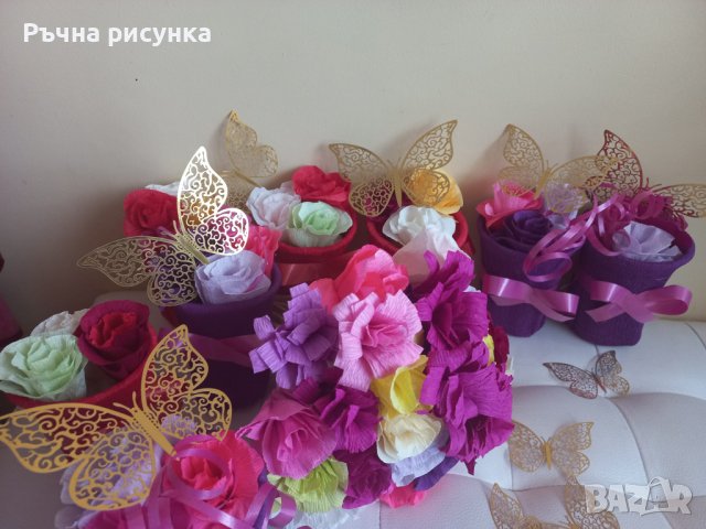 Букетче с три рози и пеперуда 3лв в Декорация за дома в гр. Ямбол ...
