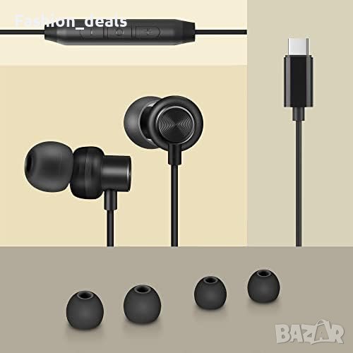 Нови кабелни Usb Type C слушалки за уши с микрофон Мъже Жени Подарък в