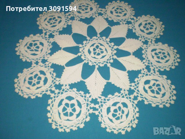 Плетена на една кука кръгла бяла покривка за маса в Покривки за маси в гр София Id41938305