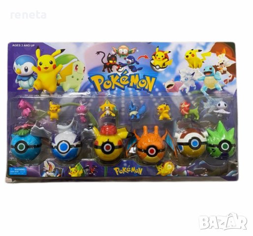 Фигурки Pokémon, Пластмасови, 6 броя топки, 8 броя фигури в Фигурки в ...