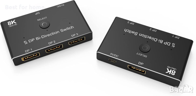 8K DisplayPort Switch Splitter 3 Port 1x3 Bi-Directional DP в Кабели и ...