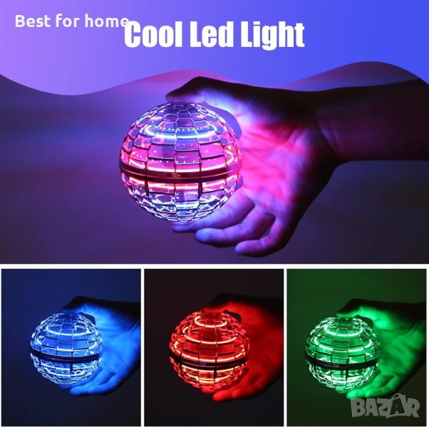 LED летяща топка Flynova Pro, Акумулаторна с USB, Червена Синя в ...